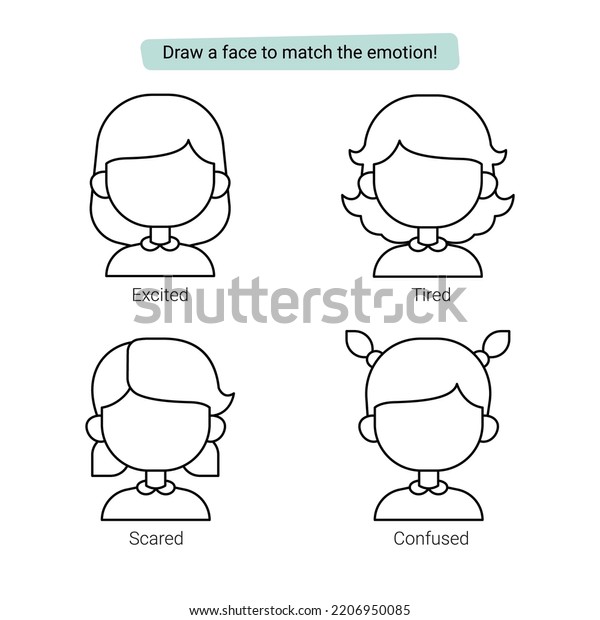 Draw Face Match Emotion Themed Worksheets Stock Vector (Royalty Free ...