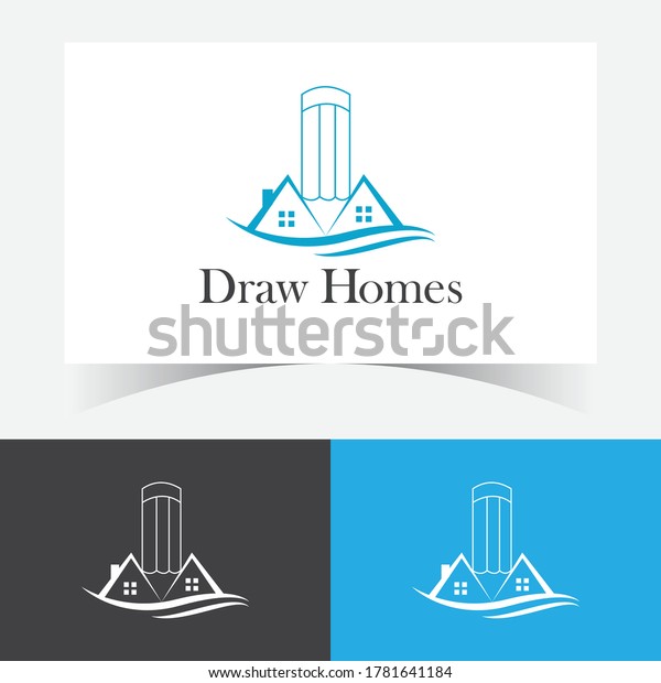 Draw Homes Logo Design Templatearchitecture Logo: เวกเตอร์สต็อก (ปลอด ...
