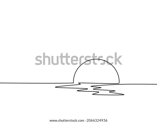Draw Line Sunset Rise Relaxation Concept Stock Vector (Royalty Free ...