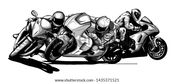 Draw Motorcycles Racers Biker Vector Illustration Stock Vector (Royalty ...