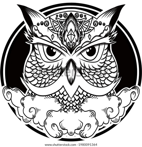 Draw Owl Vector Line Art Stock Vector (Royalty Free) 1980091364 ...