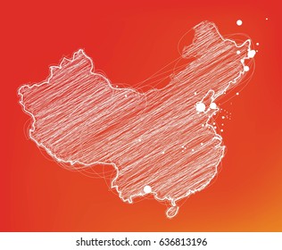 Draw Sketch Chinese Map Stock Vector (Royalty Free) 636813196 | Shutterstock
