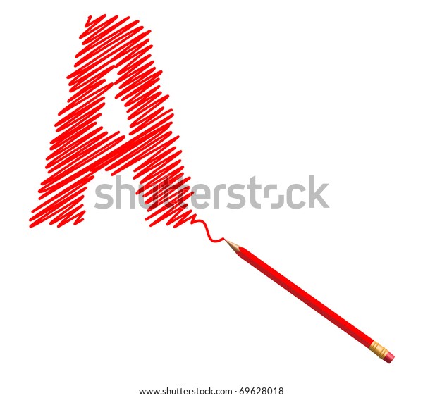Draw Sketch Letter By Red Pencil Stock Vector (Royalty Free) 69628018 ...