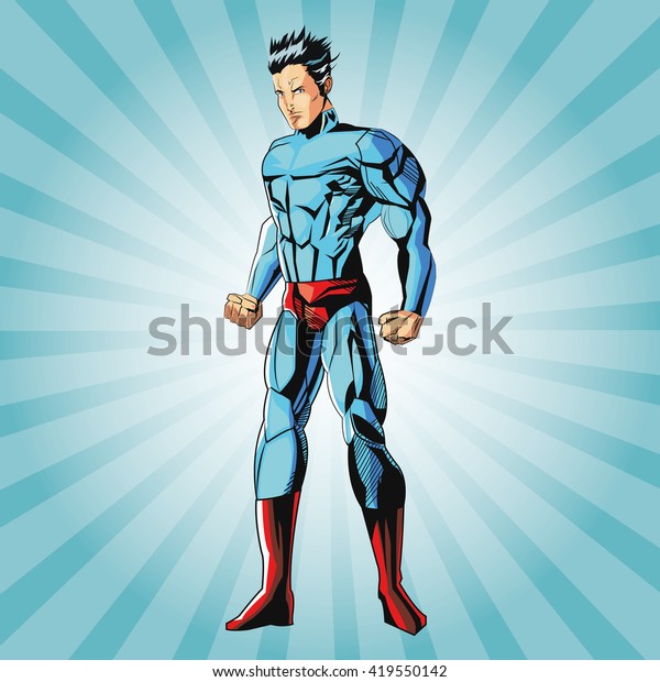 Vektor Stok Draw Superhero Cartoon Vector Illustration (Tanpa Royalti ...