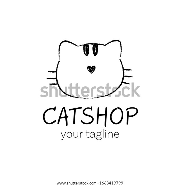Draw Vector Character Sketch Head Cat Stock Vector (Royalty Free ...