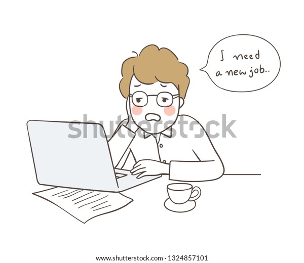Draw vector illustration character businessman bored and saying I need ...