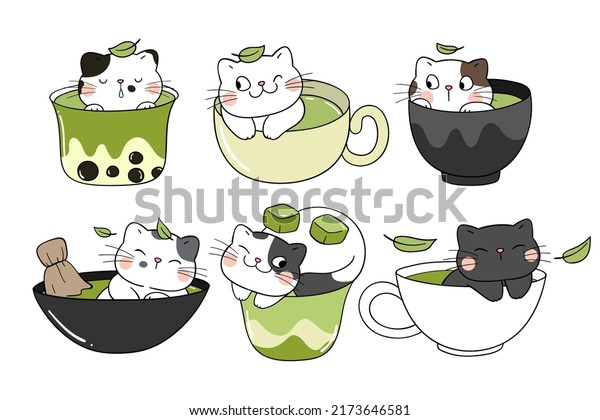 Draw Vector Illustration Character Collection Matcha: เวกเตอร์สต็อก ...