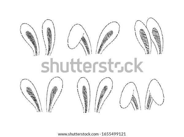 Draw Vector Sketch Outline Rabbit Ears Stock Vector (Royalty Free ...