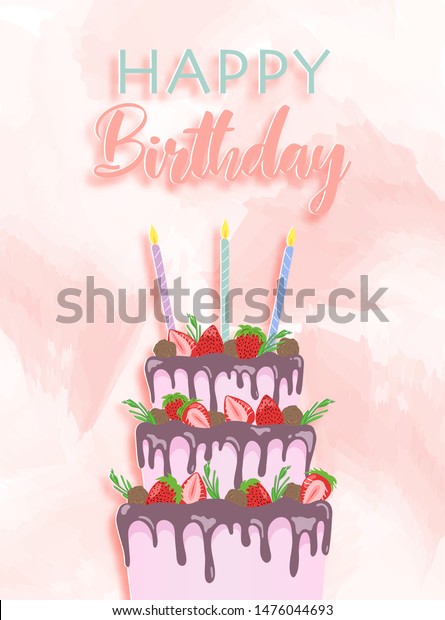 Drawing 3 Tier Birthday Cake Pastel Stock Vector (Royalty Free ...