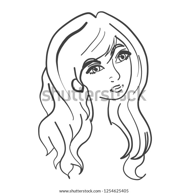 Drawing Beautiful Girl Vector Stock Vector (Royalty Free) 1254625405 ...