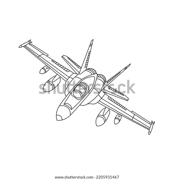 Drawing Black White Fighter Jet Vector Stock Vector (Royalty Free ...