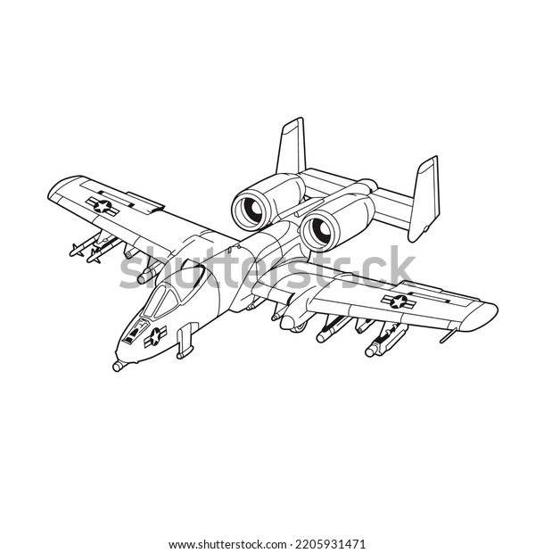 Drawing Black White Fighter Jet Vector Stock Vector (Royalty Free ...