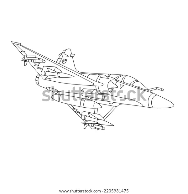 Drawing Black White Fighter Jet Vector Stock Vector (Royalty Free ...