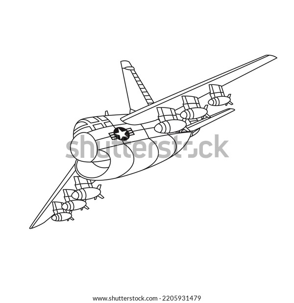 Drawing Black White Fighter Jet Vector Stock Vector (Royalty Free ...