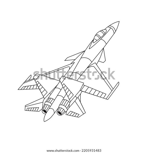 Drawing Black White Fighter Jet Vector Stock Vector (Royalty Free ...