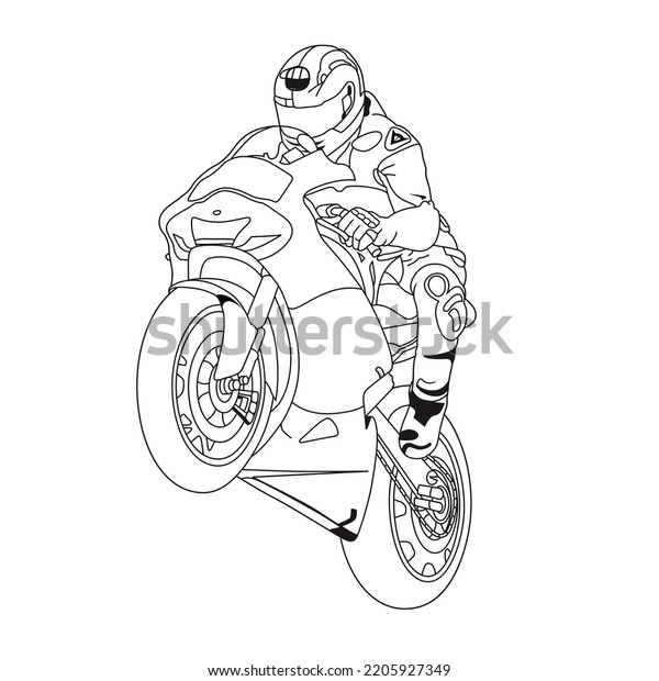 Drawing Black White Motorcycle Vector Illustration Stock Vector ...