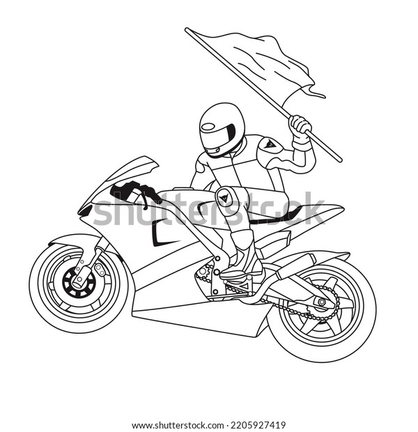 Drawing Black White Motorcycle Vector Illustration Stock Vector ...