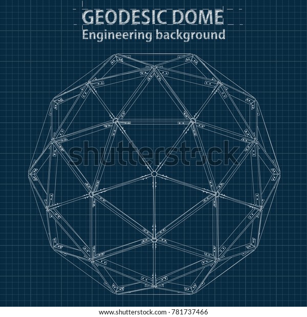 Drawing Blueprint Geodesic Domes Lines Building Stock Vector (Royalty ...