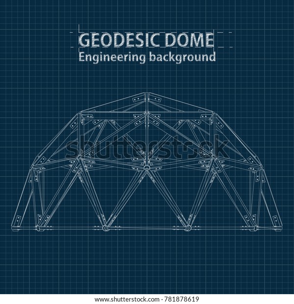 Drawing Blueprint Geodesic Domes Lines Building Stock Vector (Royalty ...