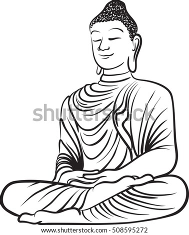 Drawing Buddha Statue Art Vector Illustration Vector de stock (libre de ...