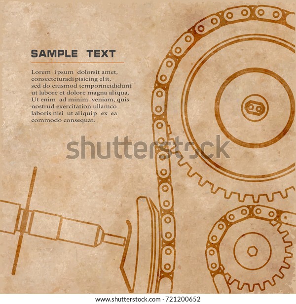 Drawing Car Mechanism Technical Background On Stock Vector (Royalty ...