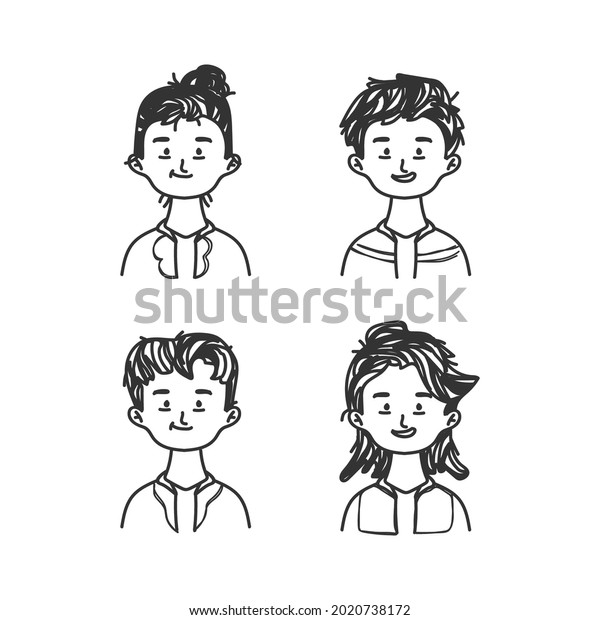 Drawing Cartoon Character Avatar Design Set Stock Vector (Royalty Free ...