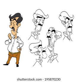 Vektor Stok Drawing Cartoon Character Man Vector Set (Tanpa Royalti ...