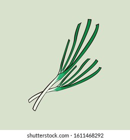 Drawing Cartoon Scallion Vegetable On Background Stock Vector (Royalty ...
