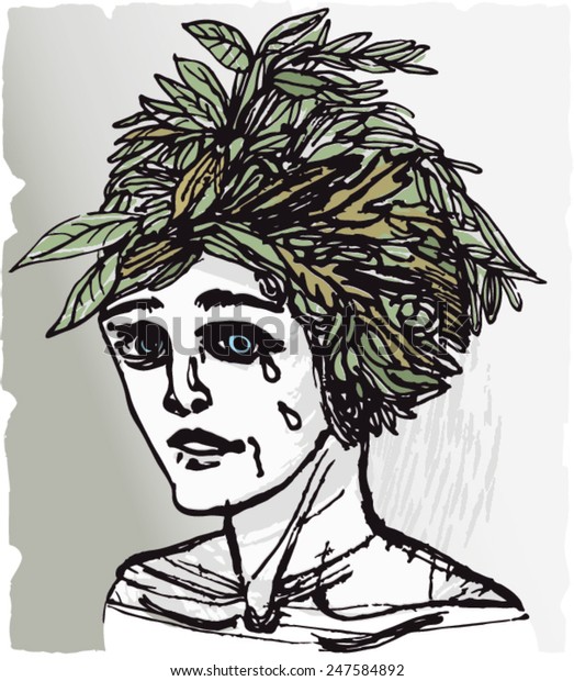 Drawing Classical Greece Woman Head Crying Stock Vector (Royalty Free ...