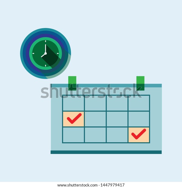 Drawing Clock Calendar Concept Business Appointment Stock Vector ...