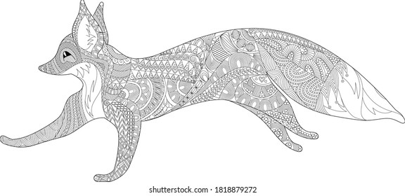Drawing Coloring Running Fox Stock Vector (Royalty Free) 1818879272 ...