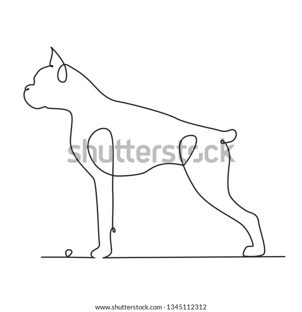 Drawing Continuous Line Dog On White Stock Vector (Royalty Free ...