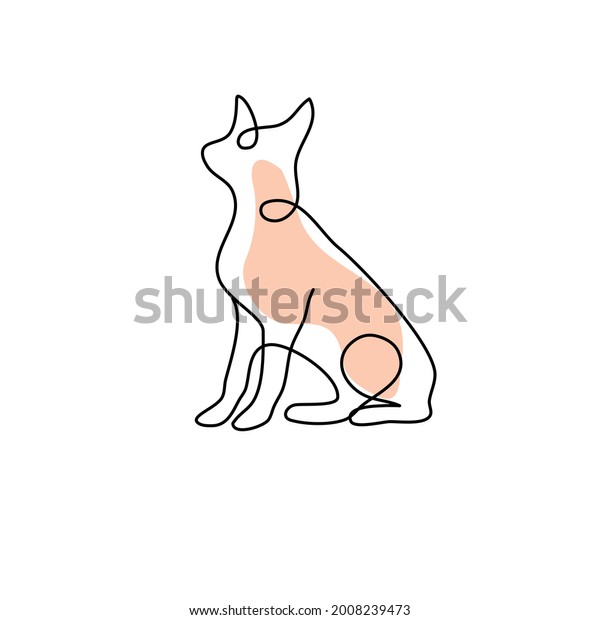 Drawing Continuous Line Dog On White Stock Vector (Royalty Free ...