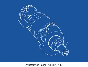 Drawing Crankshaft Vector Stock Vector (Royalty Free) 1318812143 ...