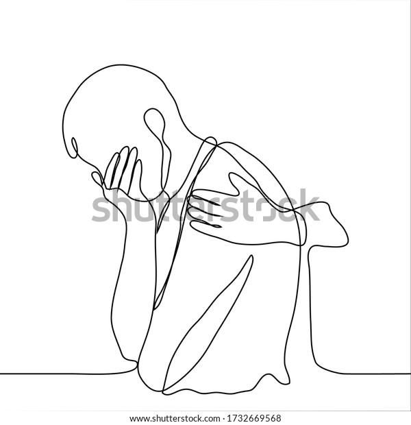 Drawing Crying Man His Hand Pressed: Vector có sẵn (miễn phí bản quyền ...