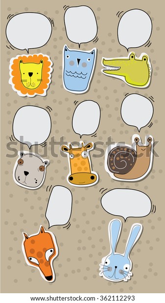 Drawing Cute Cartoon Animals Talking Stock Vector (Royalty Free ...