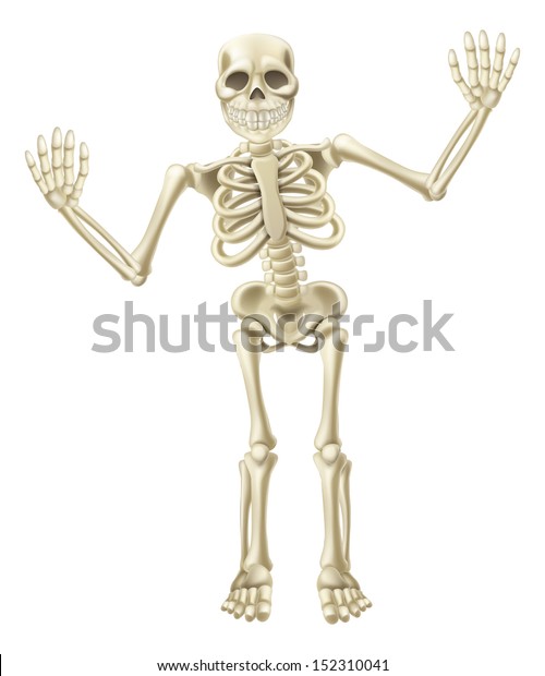 Drawing Cute Cartoon Waving Skeleton Character Stock Vector (Royalty ...