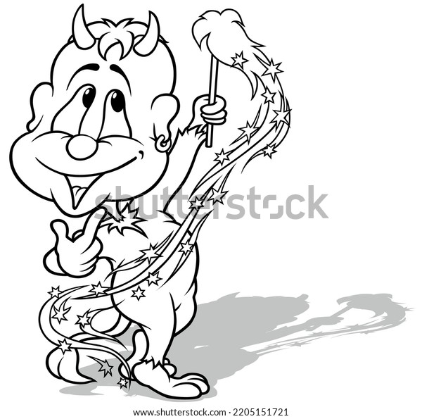 Drawing Devil Burning Sparkler His Hand Stock Vector (Royalty Free ...
