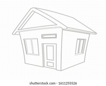 Drawing Houses On Sheet Paper Cage: vector de stock (libre de regalías ...
