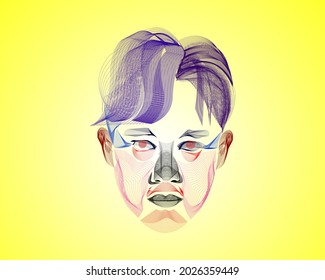 Drawing Face Illustrator Line Art Technique Stock Vector (Royalty Free ...