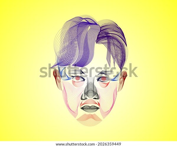 Drawing Face Illustrator Line Art Technique Stock Vector (Royalty Free ...
