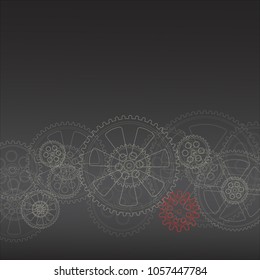 Technical Drawing Gears On Black Backgroundengineering Stock Vector ...