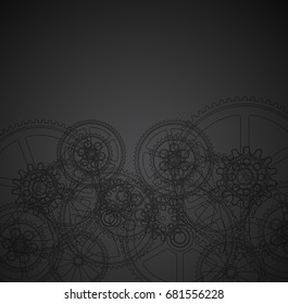 Drawing Gears On Black Background Vector Stock Vector (Royalty Free ...