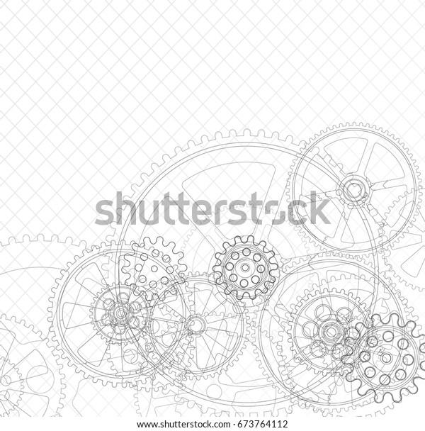Drawing Gears On White Background Vector Stock Vector (Royalty Free ...