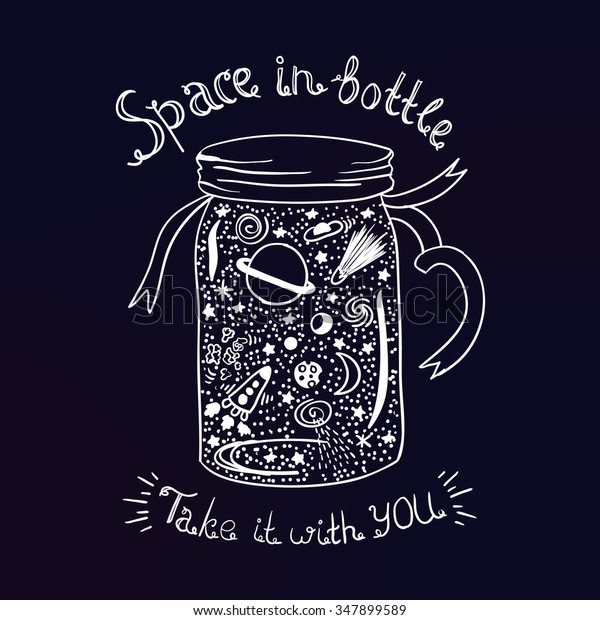 Drawing Glass Jar Space Inside Doodle Stock Vector (Royalty Free) 347899589