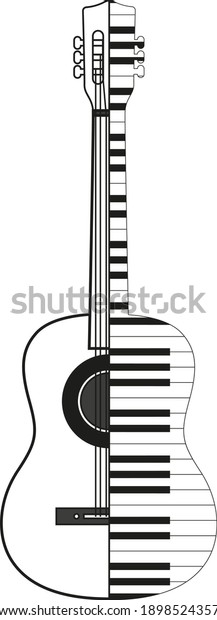 Drawing Guitar One Half Which Represented: เวกเตอร์สต็อก (ปลอดค่า ...