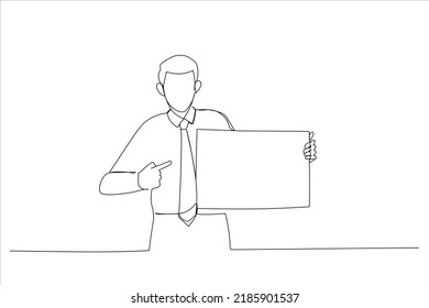 Drawing Handsome Young Man Holding Advertising Stock Vector (Royalty ...