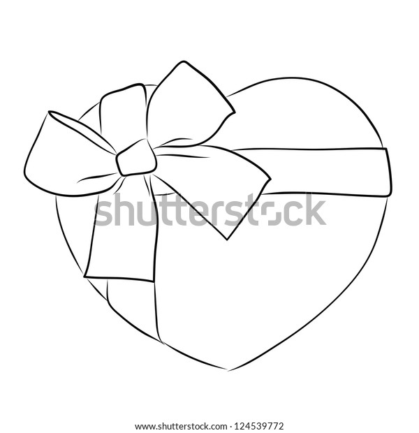 Drawing Heart Big Ribbon Bow Stock Vector (Royalty Free) 124539772 ...
