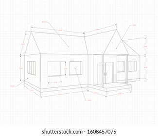 Drawing House Lines On White Background Stock Vector (Royalty Free ...