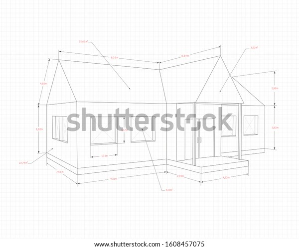 Drawing House Lines On White Background Stock Vector (Royalty Free ...